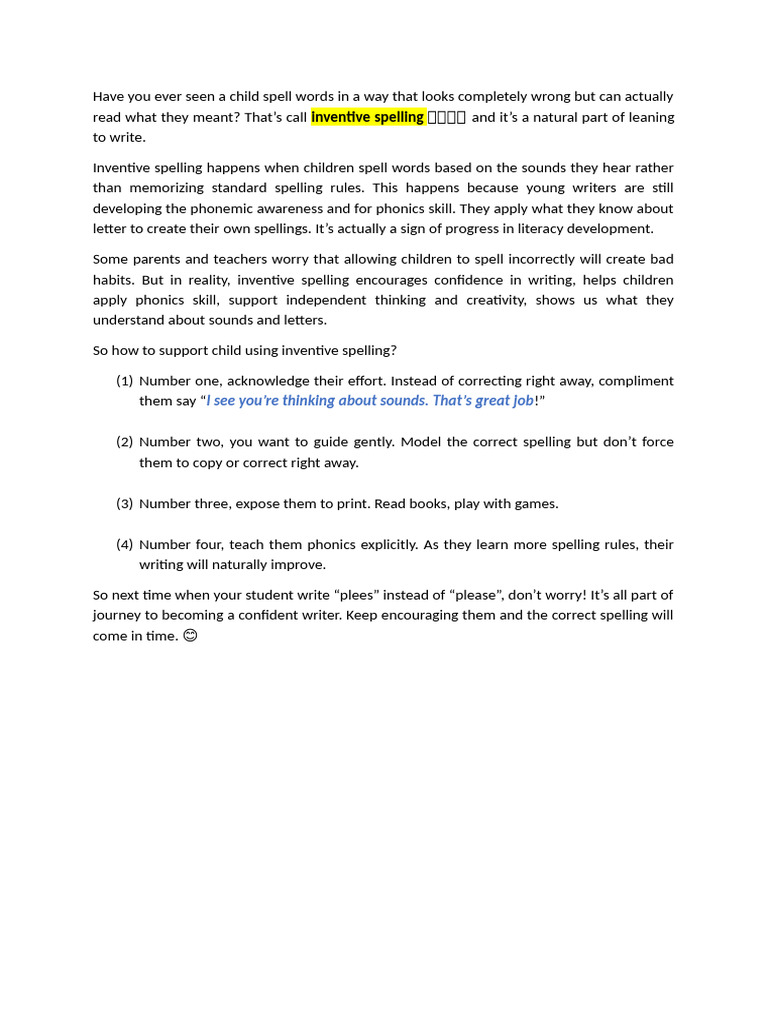 Understanding Inventive Spelling in Kids | PDF