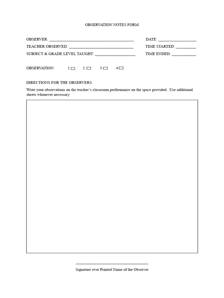 Observation Notes Form (2) | PDF