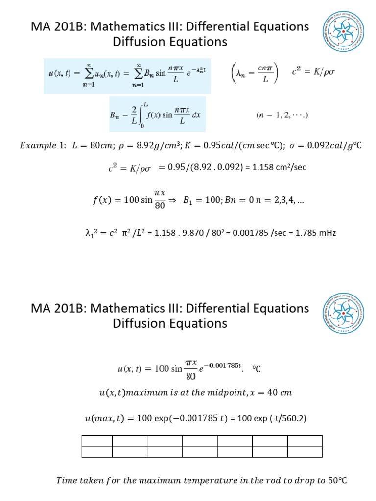 MA 201B L13 - 19 Nov 2018 - Diffusion Equation-11-20 | PDF | Classical Mechanics | Mathematics