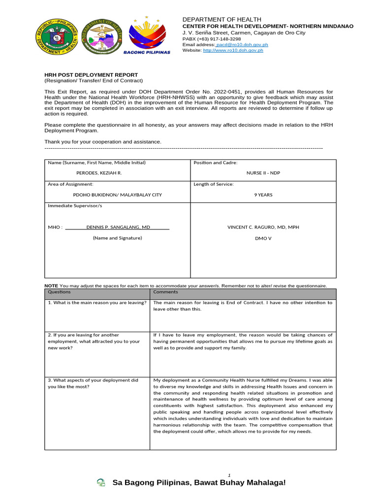 Exit Report 2024 Keziah | PDF | Skill | Social Psychology