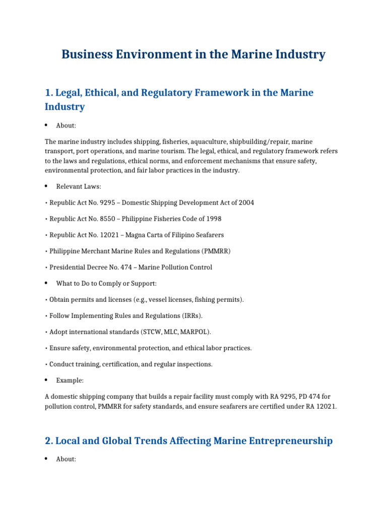 Marine Business Environment Report Designed | PDF | Environmental ...