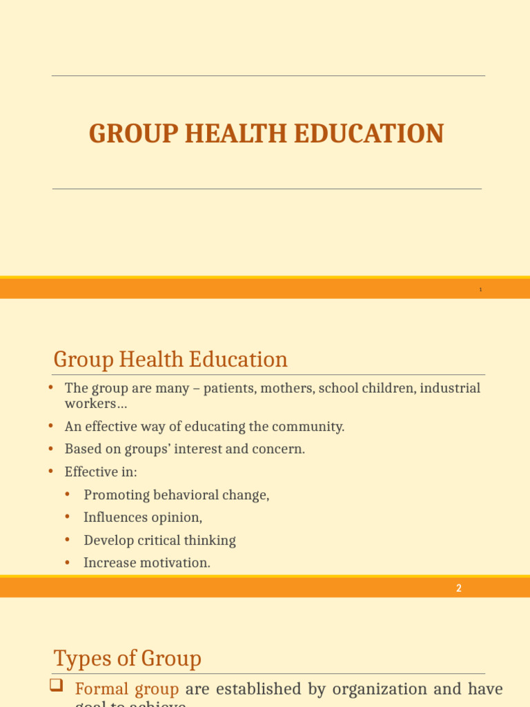 4.2. Group Health Education | PDF | Lecture | Literacy