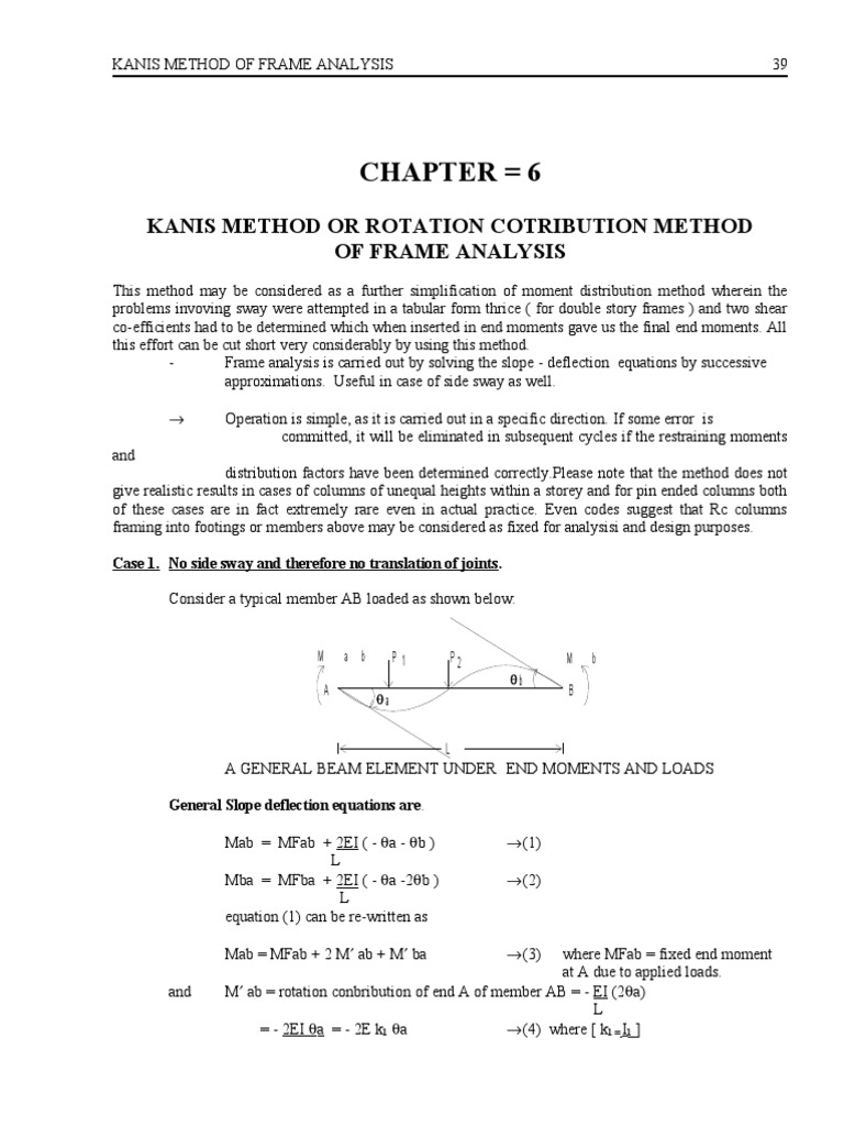 Kanis Method of Frame Analysis | PDF | Classical Mechanics | Mechanics