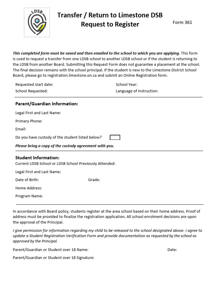 Form 361 Transfer Return LDSB (2) | PDF