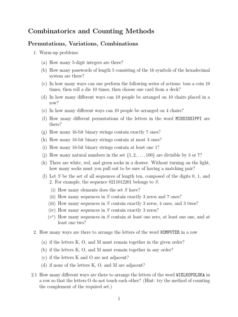 Combinatorics: Counting Techniques Explained | PDF | Permutation | Sequence