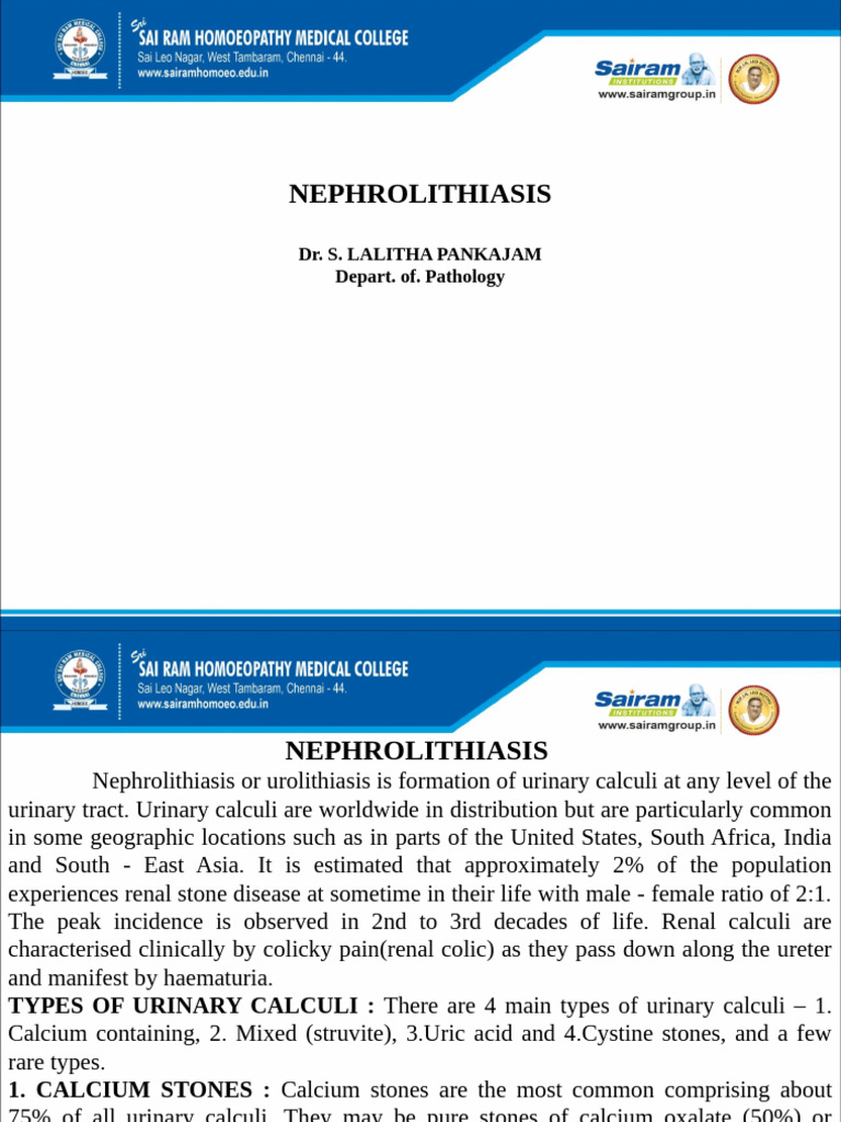 Understanding Nephrolithiasis Types | PDF | Diseases And Disorders ...