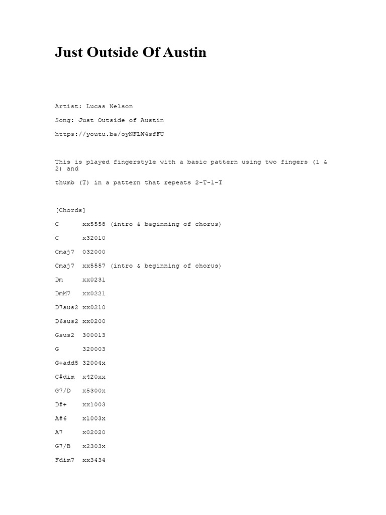 Just Outside of Austin Chords & Lyrics | PDF | Song Structure | Songs