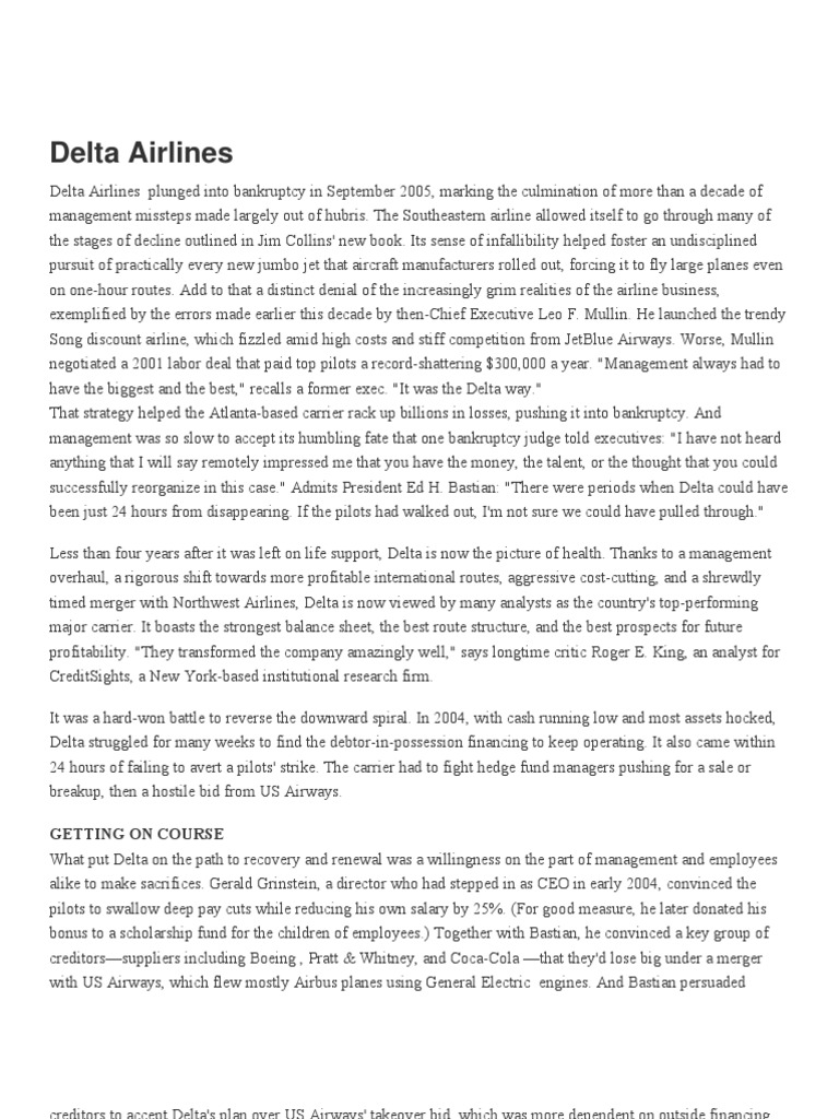 Delta Case Study | PDF | Delta Air Lines | Us Airways