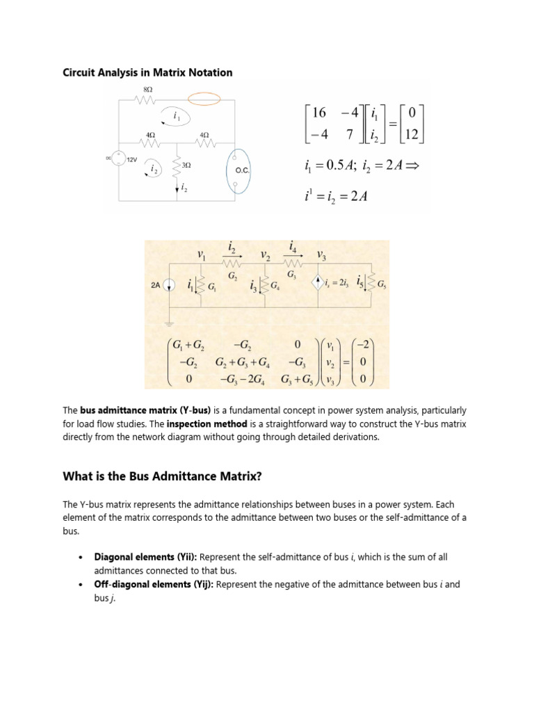 Constructing Y-Bus Matrix in Power Systems | PDF | Electrical Impedance ...