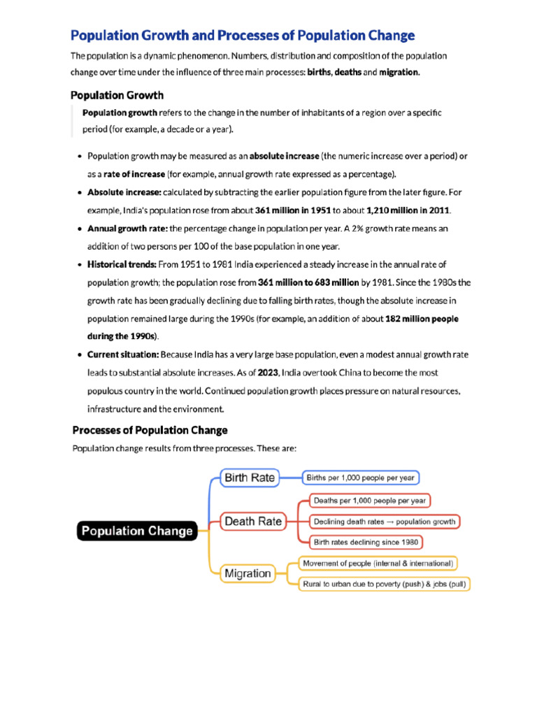 Population Class 9 Notes | PDF