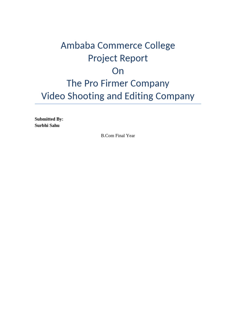 Pro Firmer Company Video Production Report | PDF | Business
