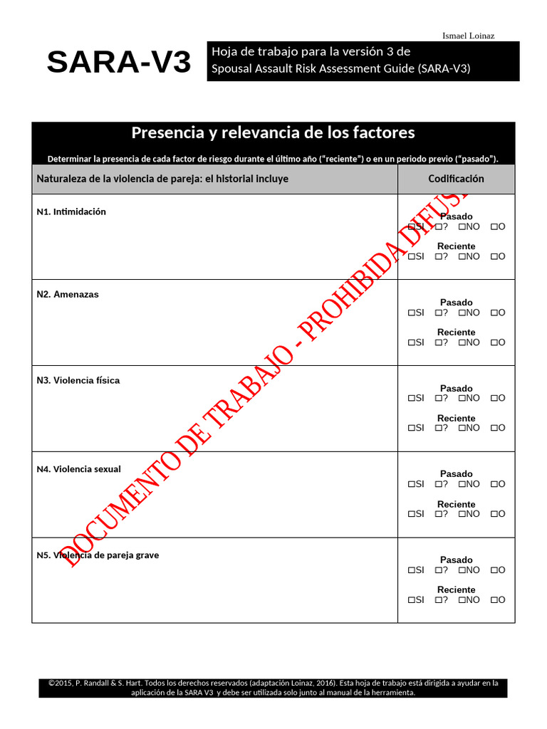 Evaluación de Riesgo de Violencia de Pareja | PDF | Agresión | Salud mental
