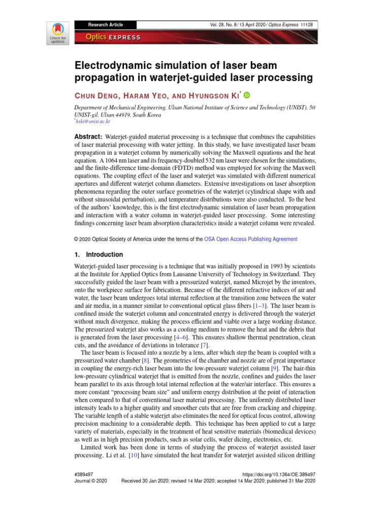 Electrodynamic Simulation of Laser Beam Propagatio | PDF | Laser | Waves