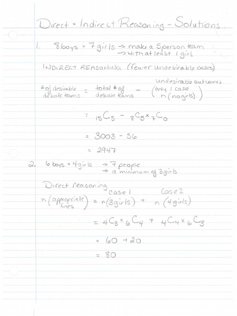 WS5 - Direct and Indirect Reasoning - Solutions | PDF