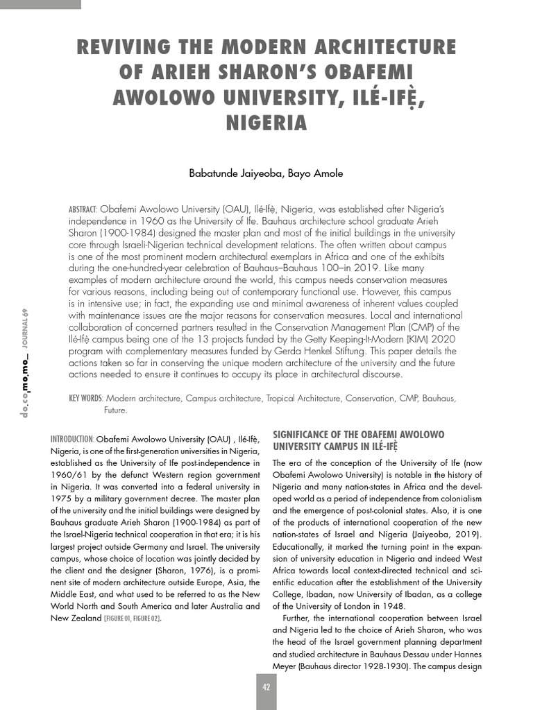 05 JOURNAL69 Reviving The Modern Architecture of Arieh Sharon's Obafemi ...