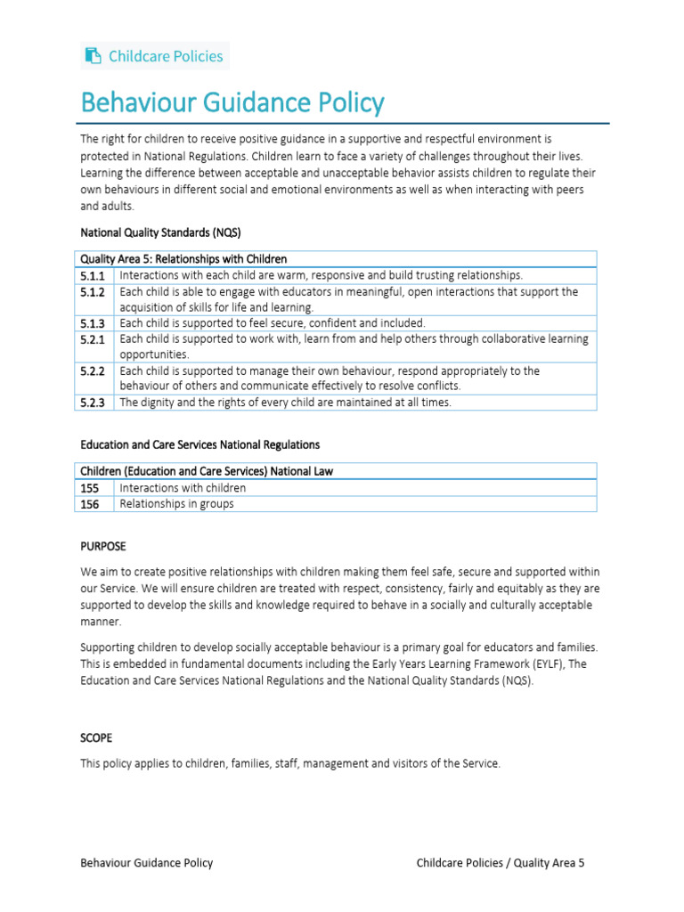 Behaviour Guidance Policy | PDF | Empathy | Behavior