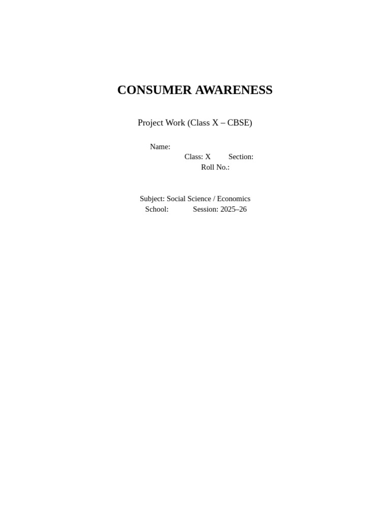 Consumer Awareness Project Class 10 | PDF | Consumer Protection ...
