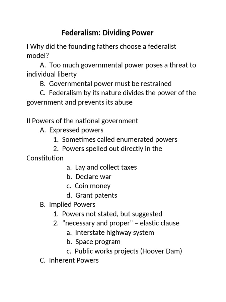 Understanding Federalism and Power Division | PDF | Taxes | Supremacy ...