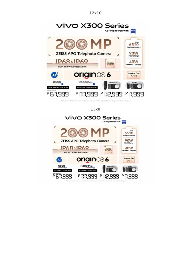X300 Specs Cards | PDF