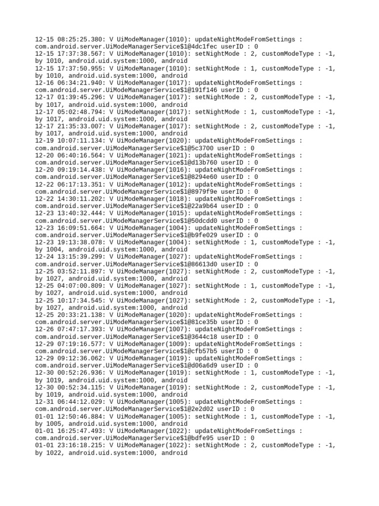 Android Night Mode Log Updates | PDF