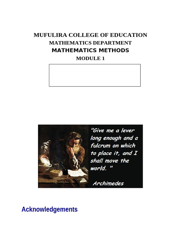 Mathematics Teaching Method Module 1 | PDF | Mathematics | Existence