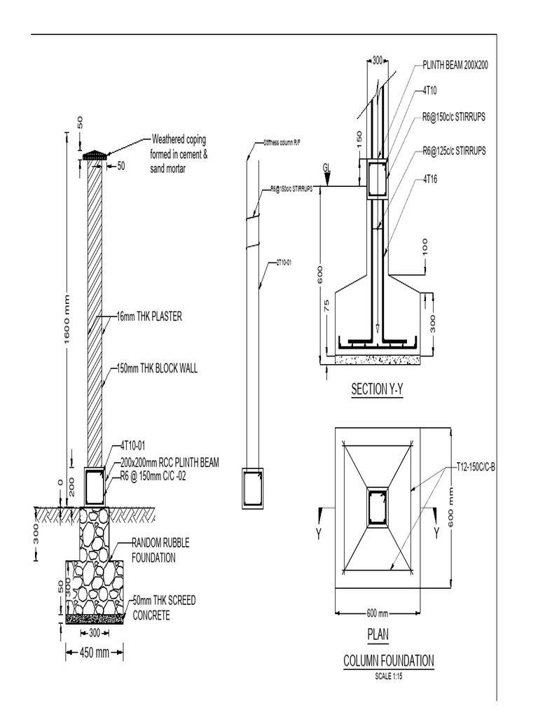RCC Plinth Beam and Foundation Details | PDF | Materials | Masonry