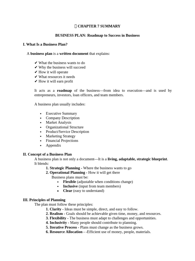 CHAPTER-7-SUMMARY-BUSINESS-PLAN | PDF | Marketing | Business