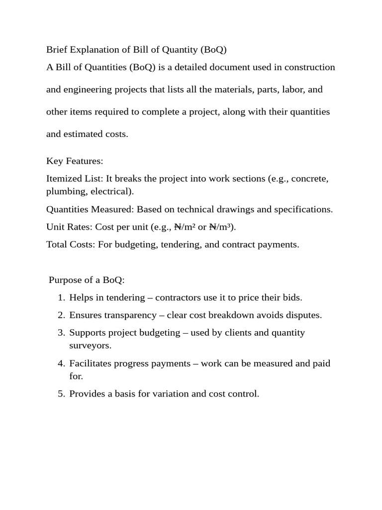 Bill of Quantity | PDF | Specification (Technical Standard) | Business