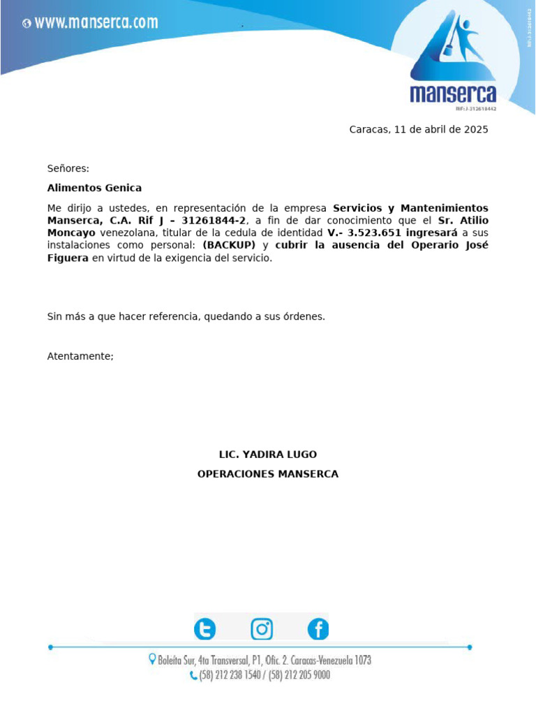 Carta de Presentación Atilio | PDF