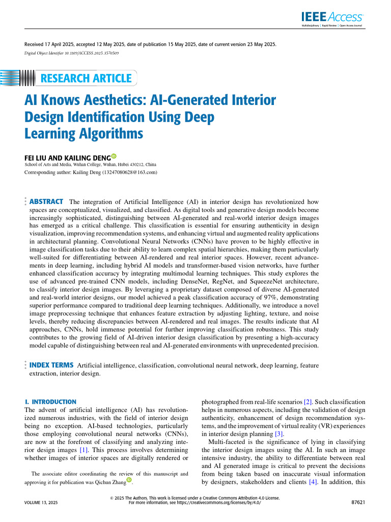 AI Knows Aesthetics AI-Generated Interior Design Identification Using ...