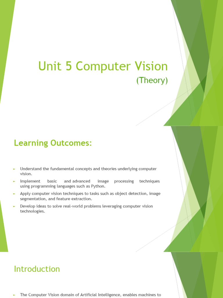 Unit - 5 Computer Vision - Theory | PDF | Computer Vision | Pixel