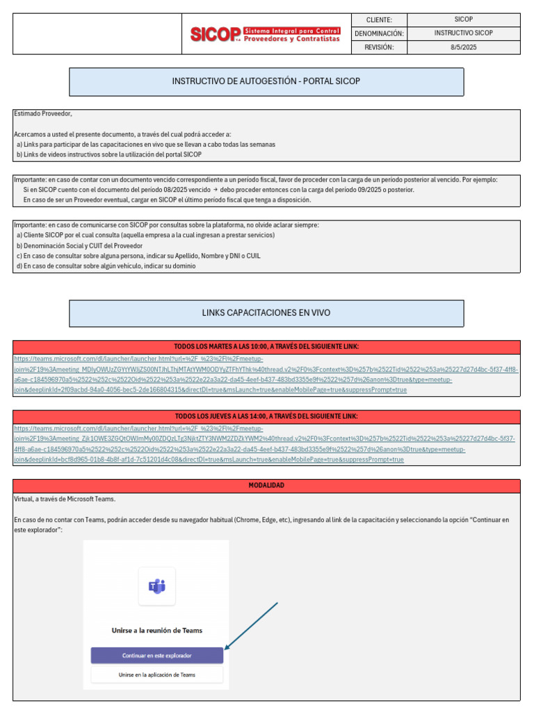 Instructivo Sicop 2025 | PDF