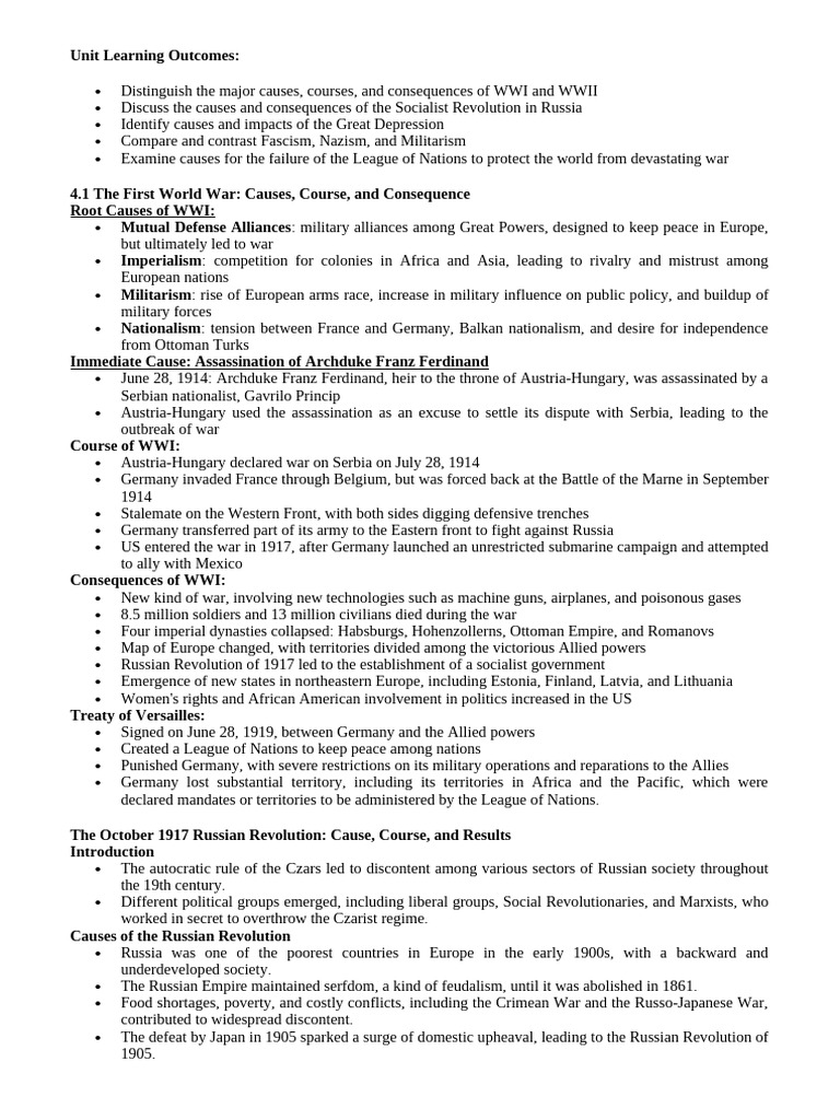 Causes and Consequences of WWI & WWII | PDF | Axis Powers | Allies Of ...