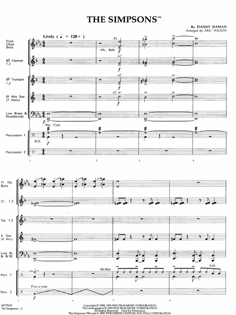 The Simpsons - Elfman-Wilson - Score and Parts | PDF | Elementary ...