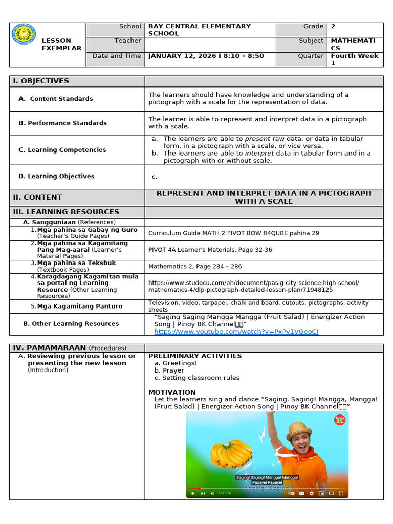 Cot Math 2 Quarter 4 Lesson Exemplar | PDF