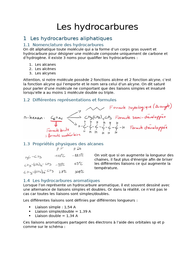 Comprendre les hydrocarbures et leurs propriétés | PDF | Liaison ...
