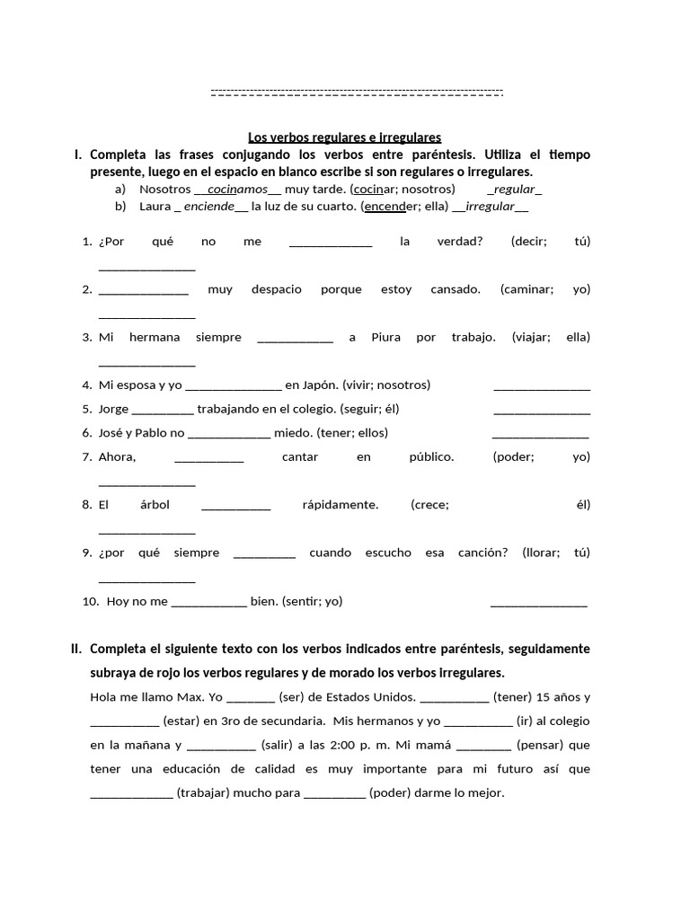 Verbos Reg e Irreg para 3ro | PDF | Verbo
