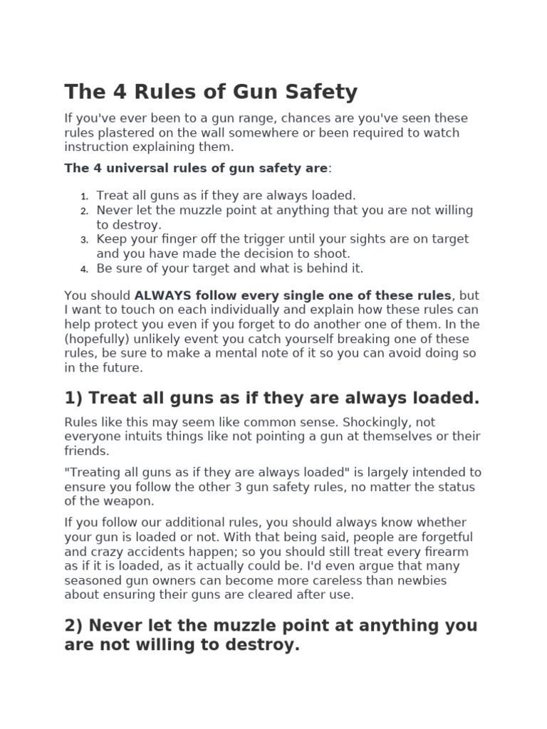 The-4-Rules-of-Gun-Safety | PDF | Projectile Weapons | Ballistics
