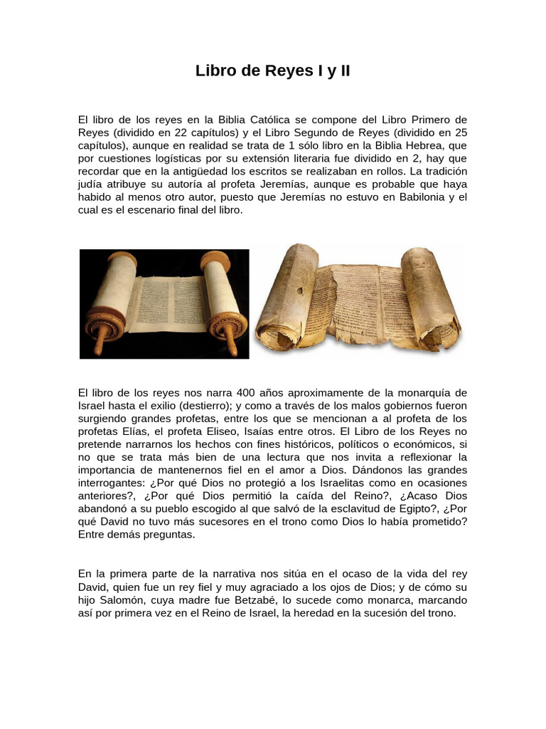 Historia de Reyes en la Biblia | PDF | Solomons | Libros de reyes