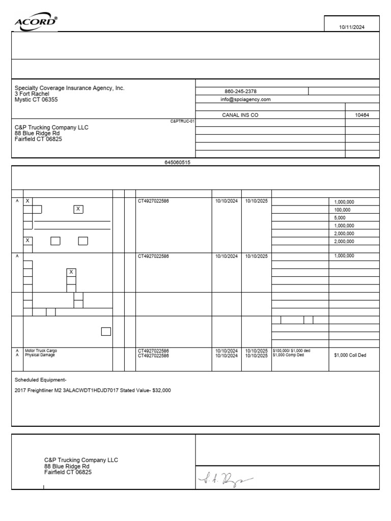 Certificate of Liability Insurance Details | PDF | Insurance | Common Law