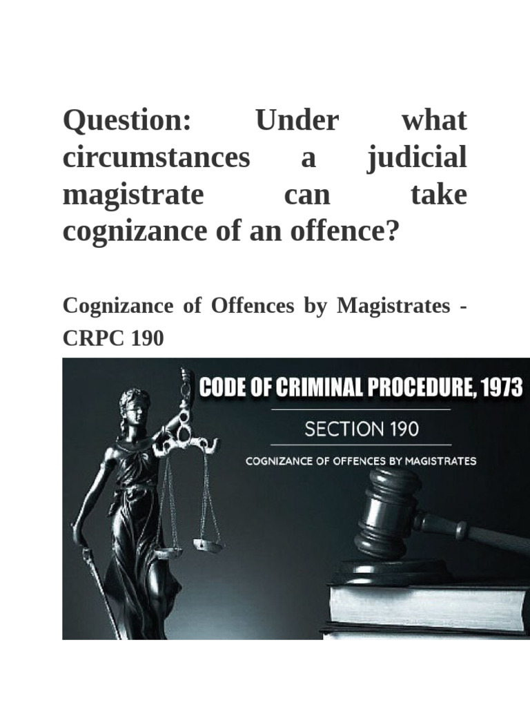 Magistrate Cognizance of Offences Explained | PDF | Government ...