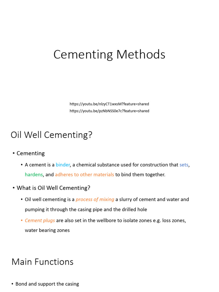 Oil Well Cementing Methods Explained | PDF | Casing (Borehole ...