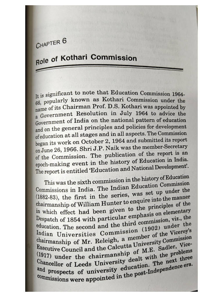Role of Kothari Commission | PDF