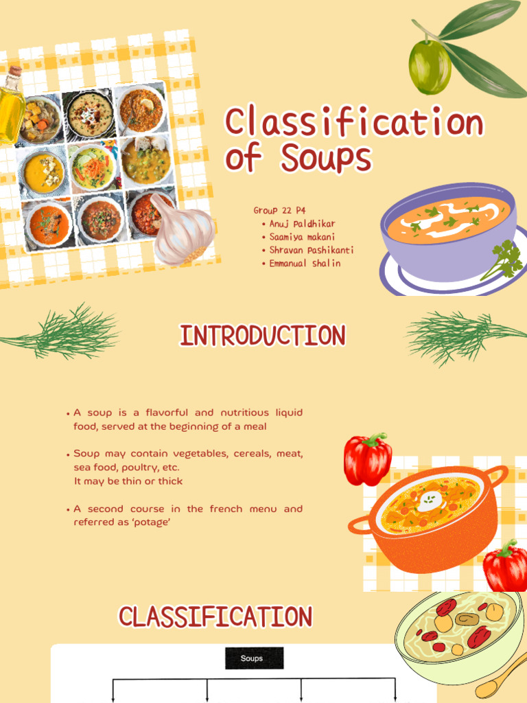 Classification of Soups - 20251004 - 140539 - 0000 | PDF | Soup | Cooking