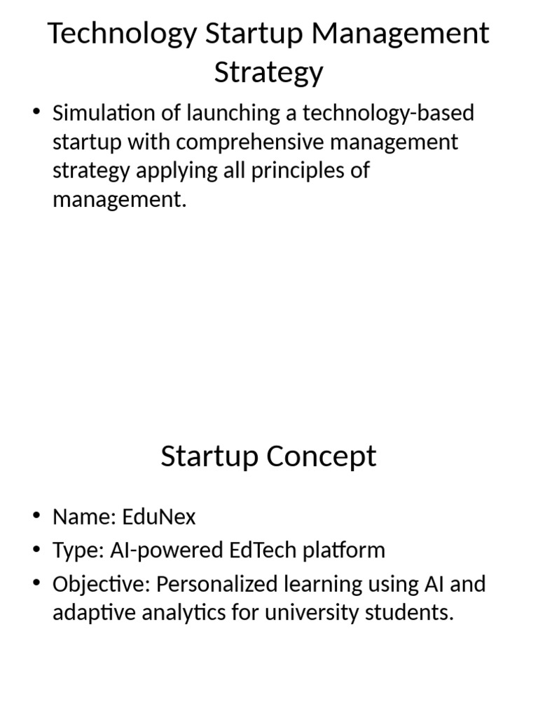 Technology Startup Management Strategy | PDF