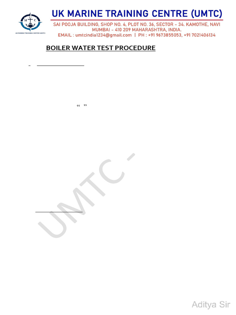 Boiler Water Testing Procedures Guide | PDF | Alkalinity | Chlorine