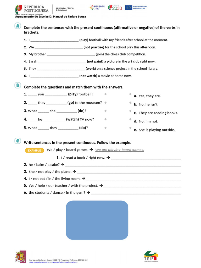 Present Continuous Exercises for Students | PDF