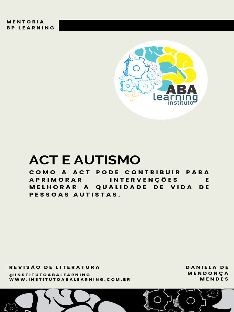 ACT e Autismo - ABA Learning Versão Final 2 | PDF | Pensamento | Autismo