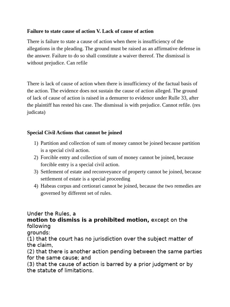 Understanding Cause of Action Dismissals | PDF | Demurrer | Cause Of Action