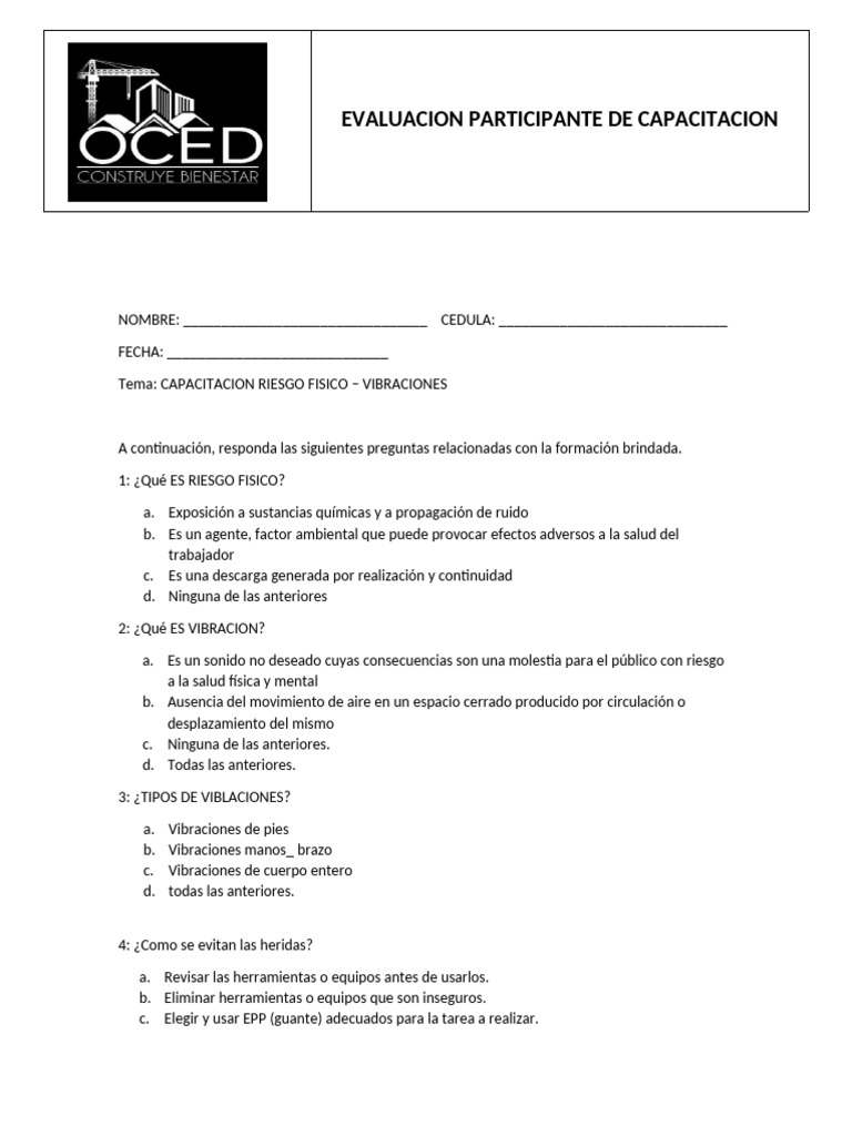 Evaluacion Participante de Capacitacion | PDF